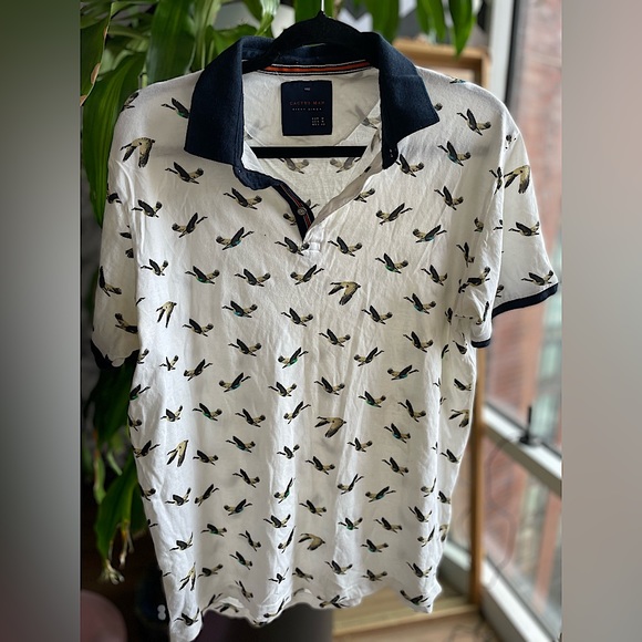 Cactus | Shirts | Cactus Menswear Bird Print Polo Shirt | Poshmark